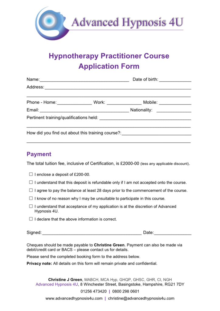Hypnotherapy Courses - Advanced Hypnosis 4U